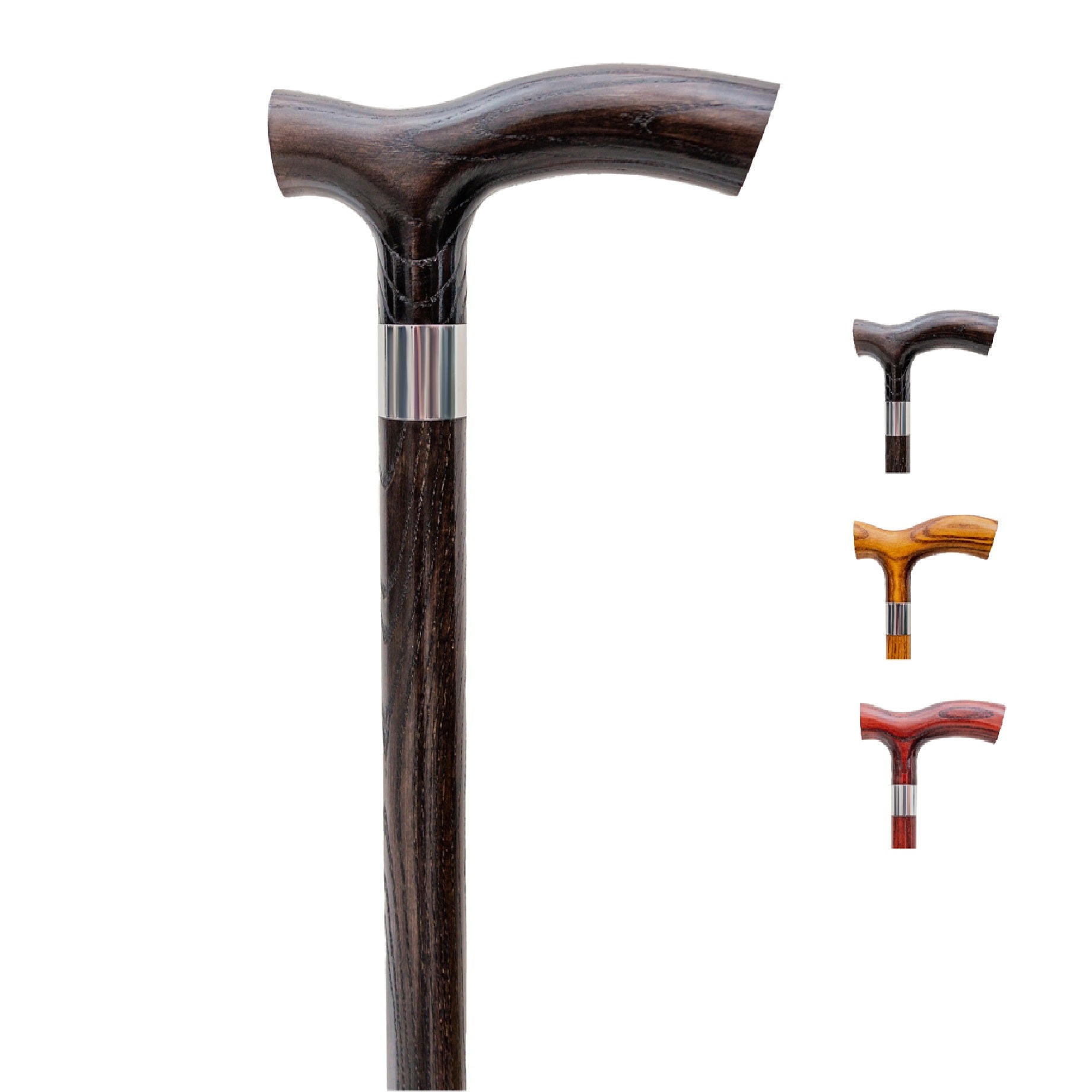 Wooden Walking Stick, Classic Series, Fritz Handle and Stainless Steel ...